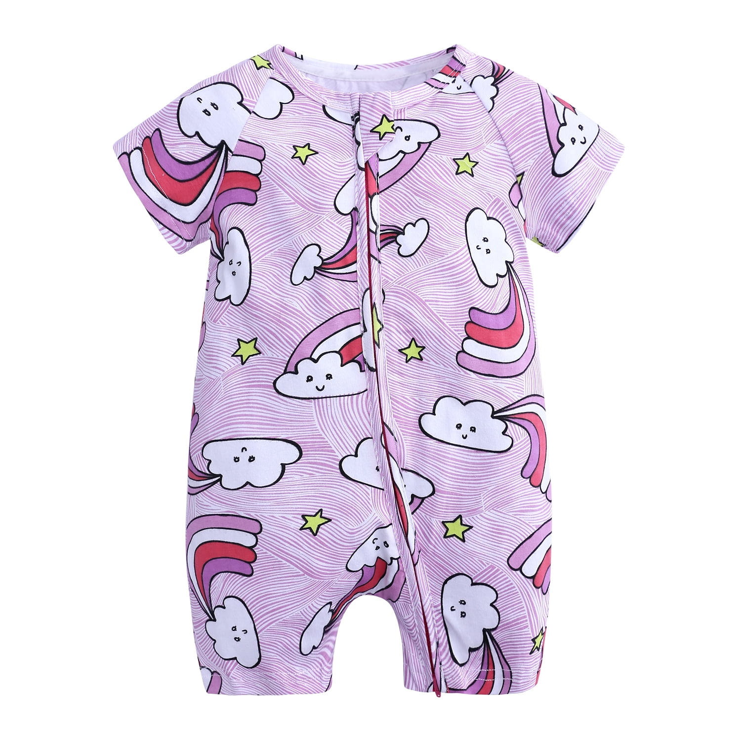 MYGBCPJS Baby Double Zipper Romper Infant Short Sleeve PJS Toddler 1 ...