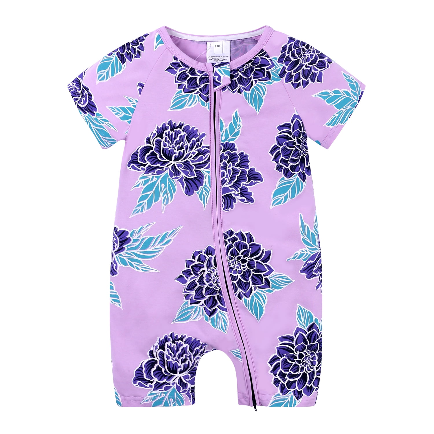 MYGBCPJS Baby Double Zipper Romper Infant Short Sleeve Playsuit Toddler ...