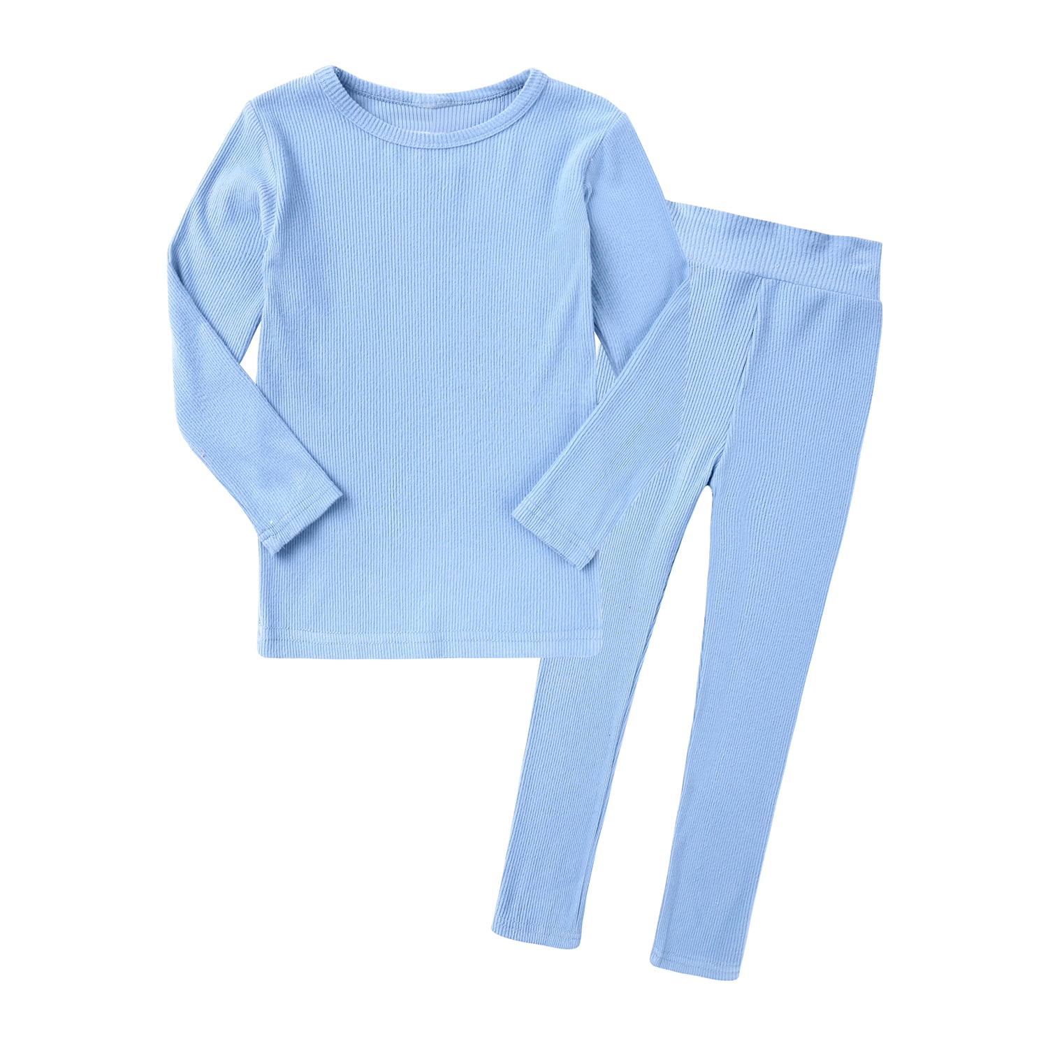 MYGBCPJS Kids Ribbed Knit Pajamas Set 2Pcs Toddler Snug Fit Sleepwear ...