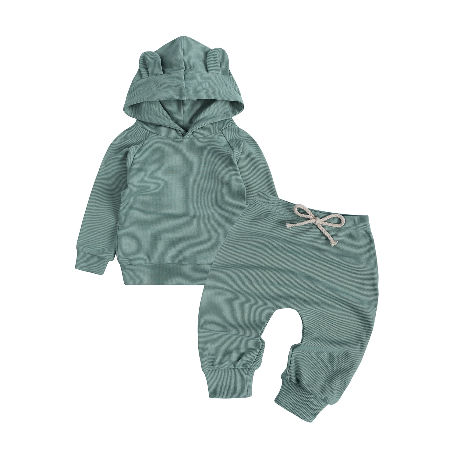 MYGBCPJS Toddler Ribbed Knit Sweatsuit Infant Baby Bear Ear Tracksuit ...