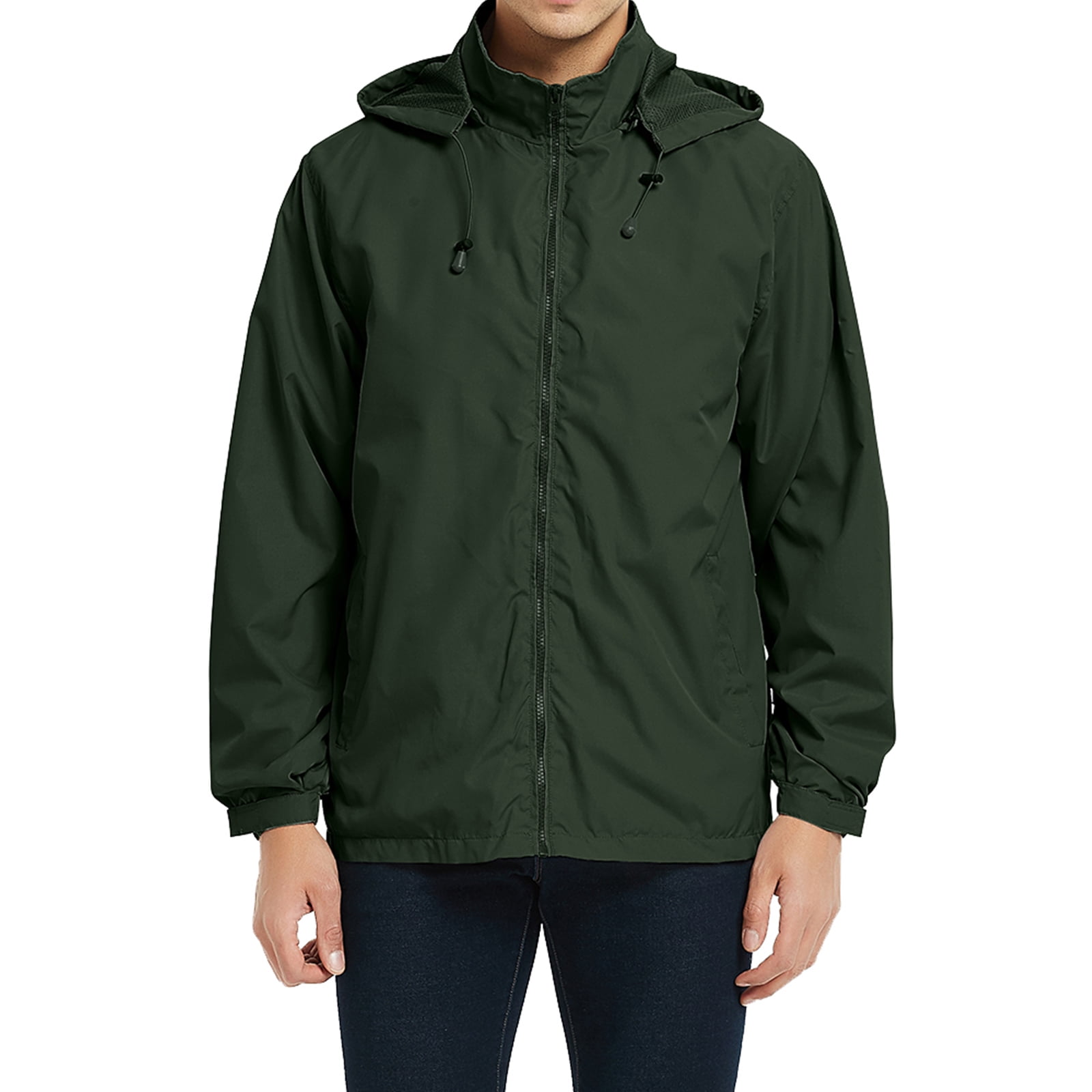 MYJAJAYI Mens Lightweight Windbreaker Rain Jacket Hooded Long Sleeve ...