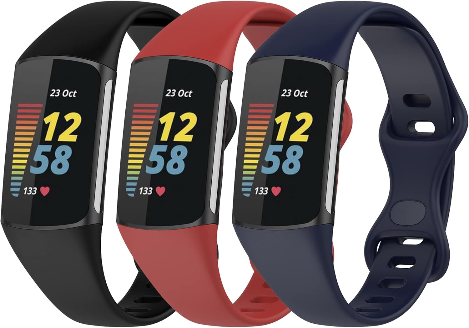 MYKOMI 3 Pack Slim fit Bands Compatible with Fitbit Charge 6/Charge 5 ...