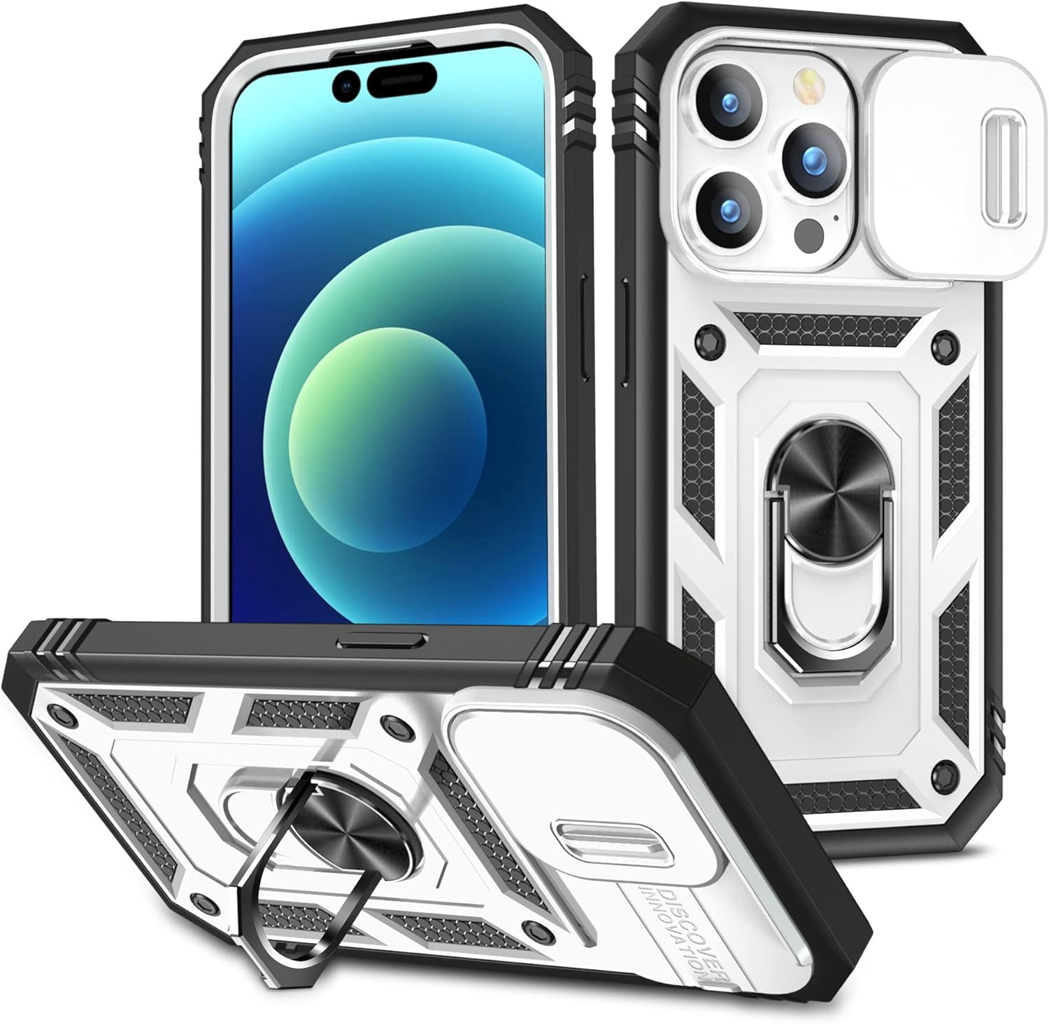 MYKOMI 3-in-1 Phone Case, Slide Camera Cover Heavy Duty Armor Style ...