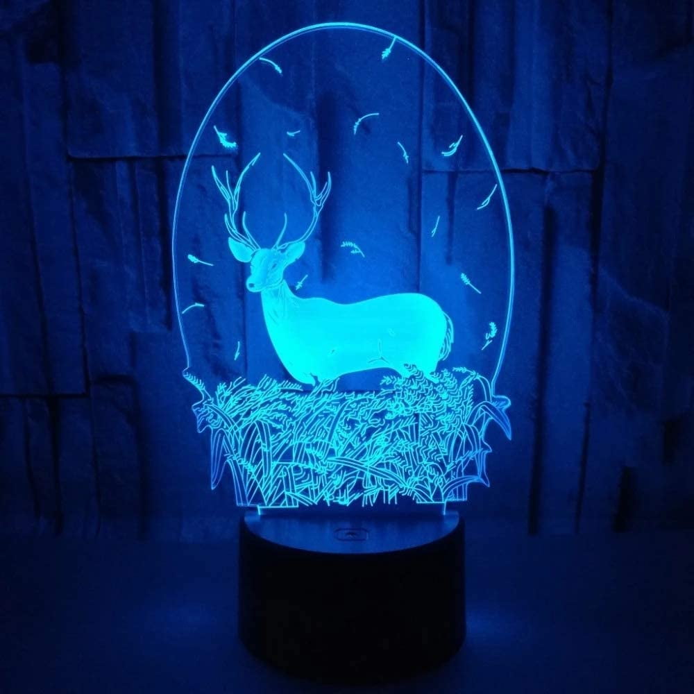 MYKOMI Christmas Deer Acrylic 3D Night Lights USB LED Table Lamp Home ...