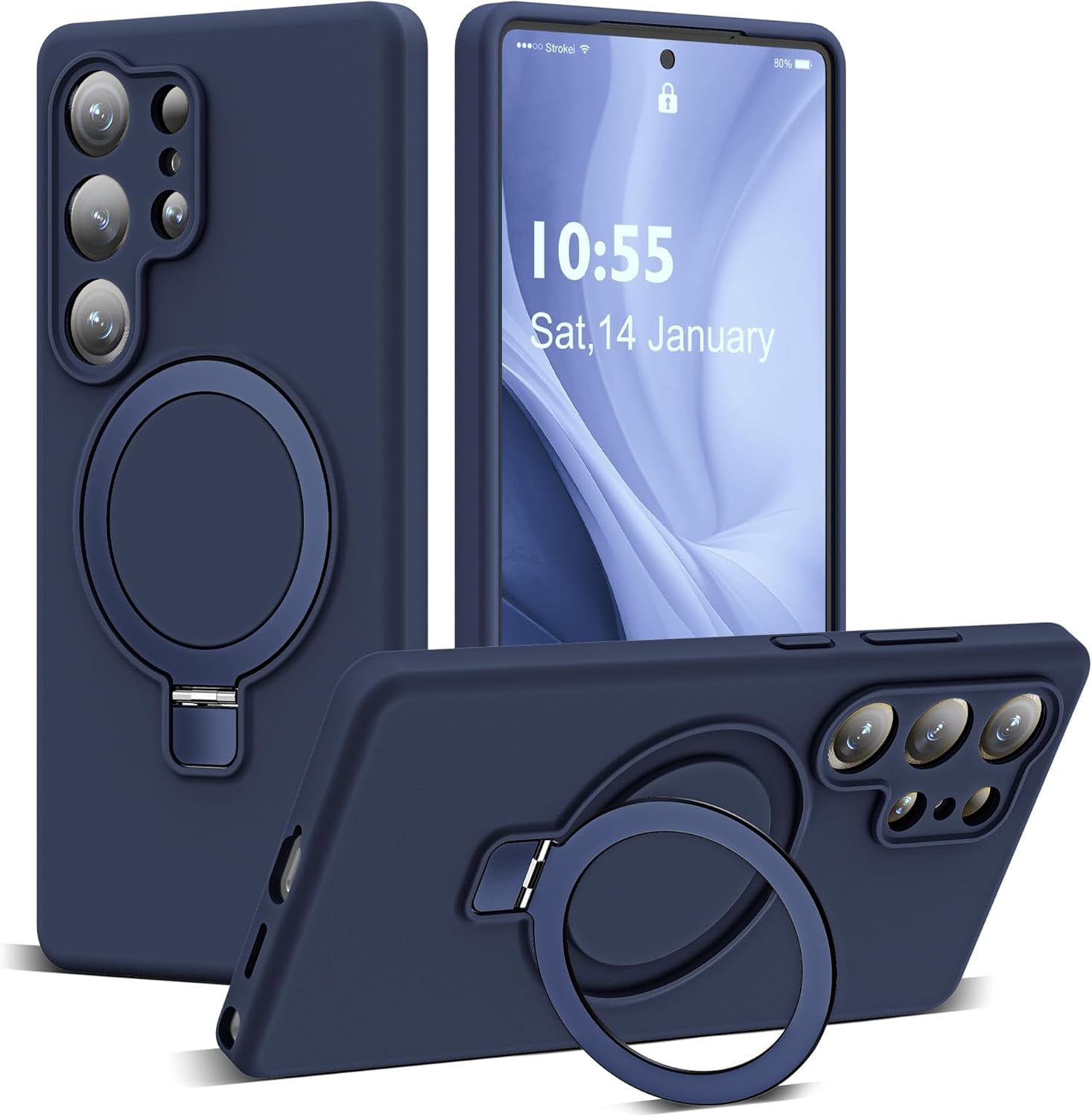 MYKOMI Compatible with Samsung Galaxy S25 Ultra Case with Magnetic Invisible Ring Stand ...