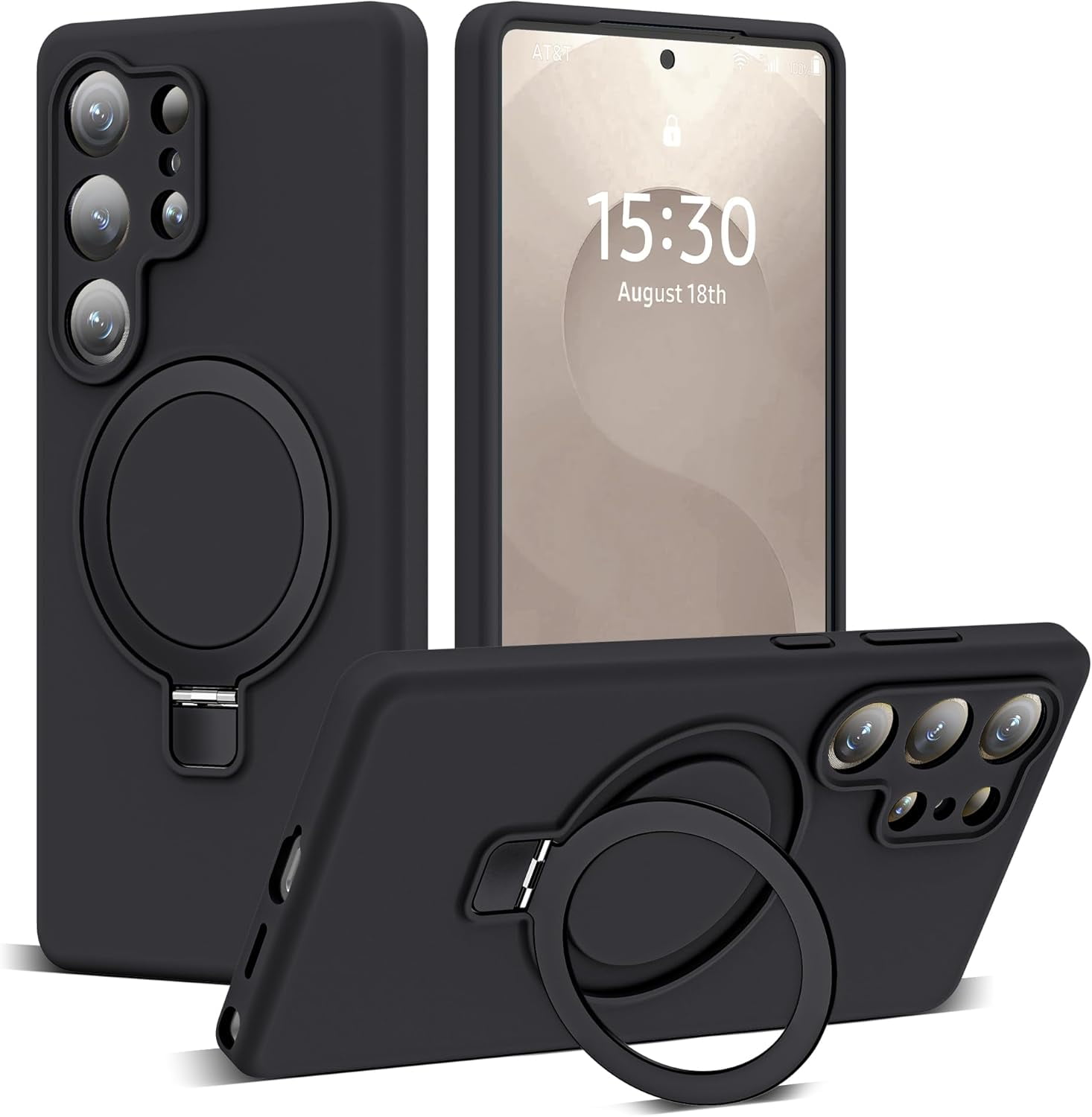 MYKOMI Compatible with Samsung Galaxy S25 Ultra Case with Magnetic Invisible Ring Stand ...