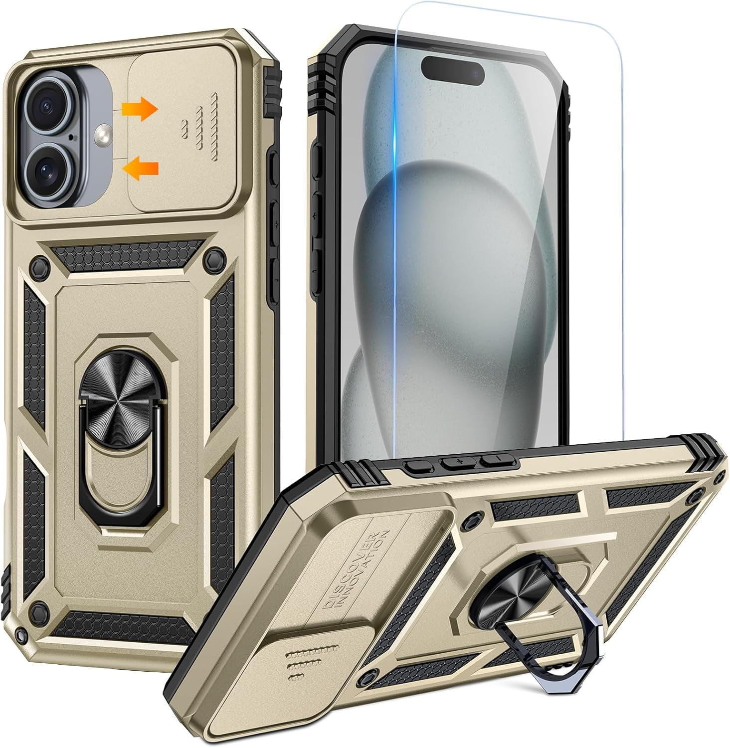 MYKOMI Compatible for iPhone 16 Plus Case with Screen Protector - Slide ...