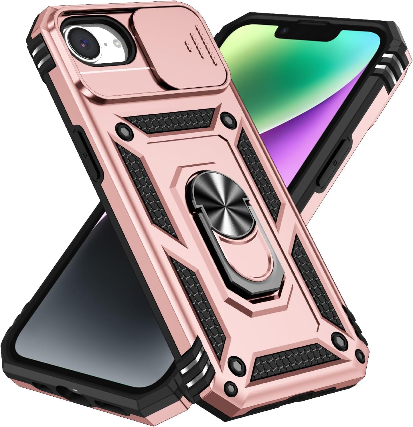 MYKOMI Compatible with iPhone 16e Back Case with TPU Bumper 360 Degrees ...