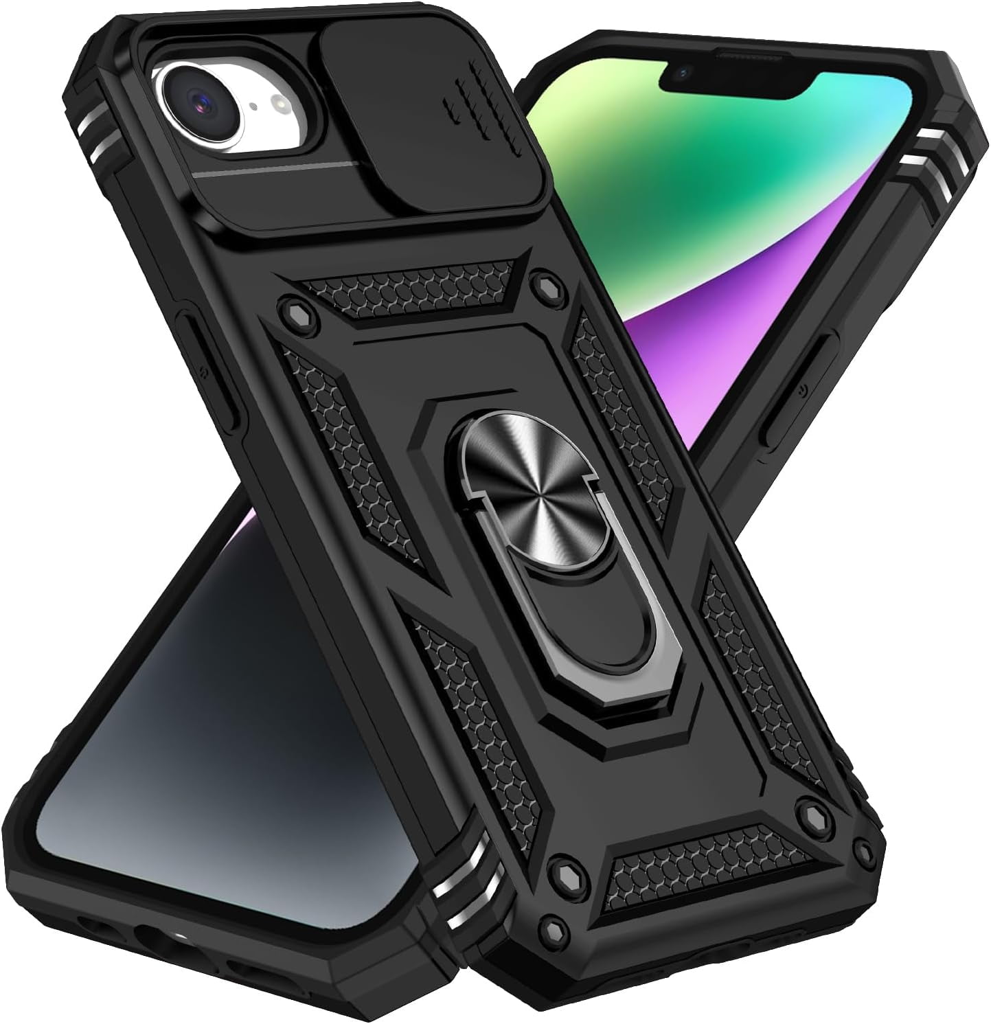 MYKOMI Compatible with iPhone 16e Back Case with TPU Bumper 360 Degrees ...