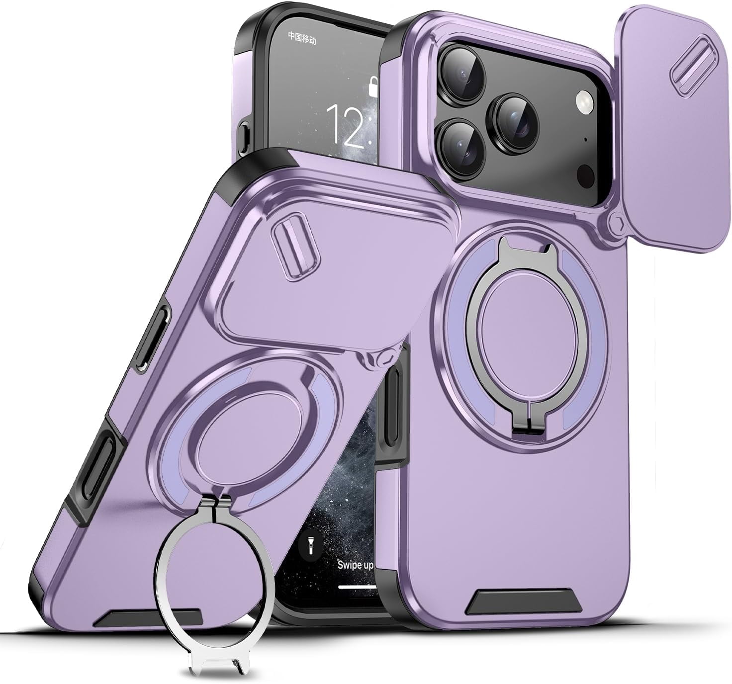 MYKOMI Compatible with iPhone 17 Pro Case with Stand, Heavy Duty ...