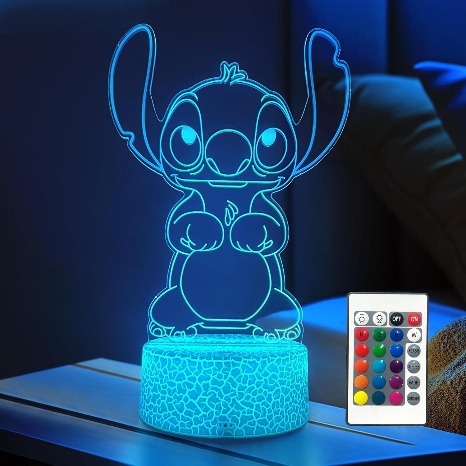 MYKOMI Cool Night Light,16 Color Stitch Night Light,3D LED Stitch Lamp ...