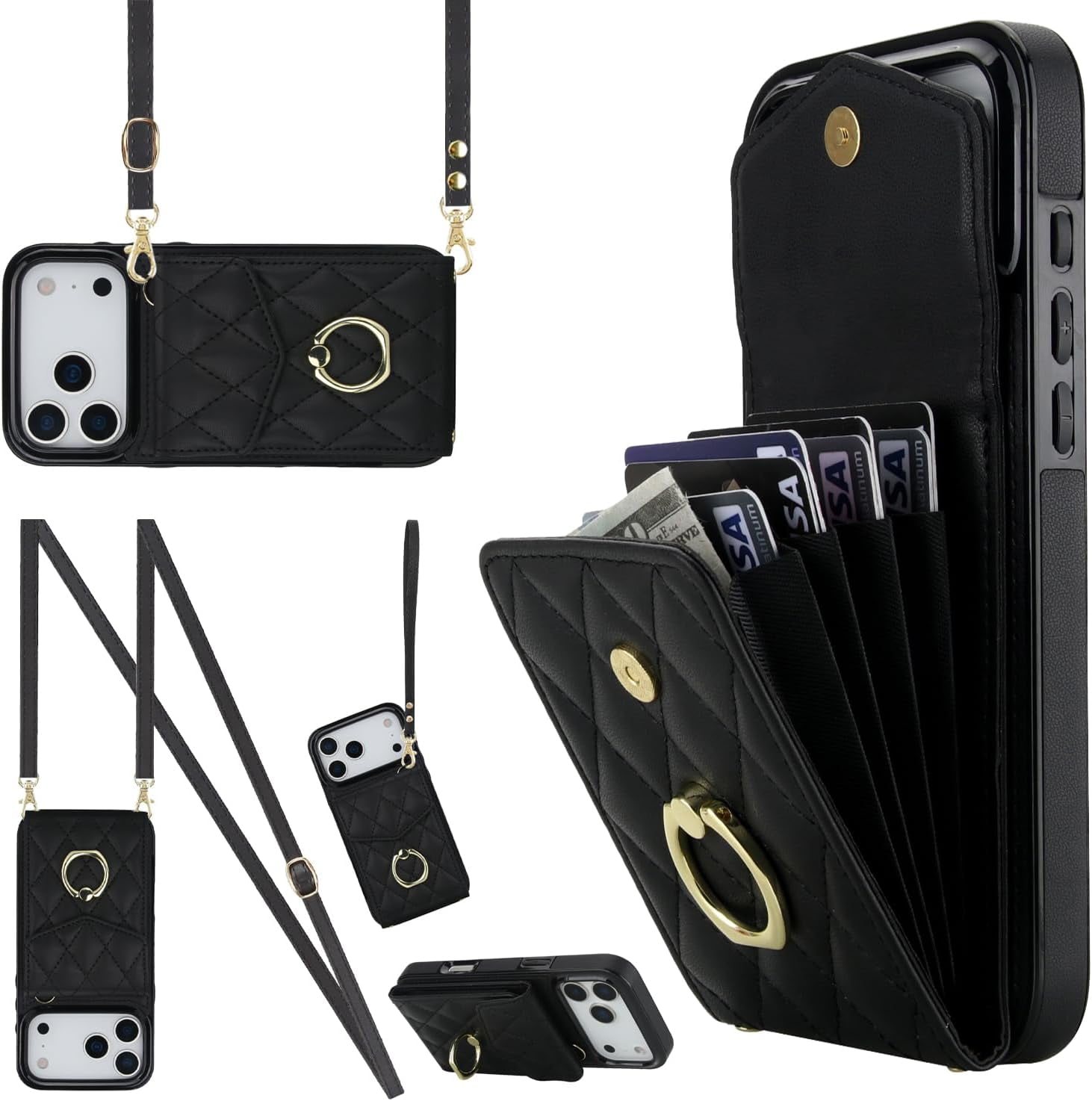 MYKOMI Crossbody Case for iPhone 17 Pro Max with Card Holder, PU ...