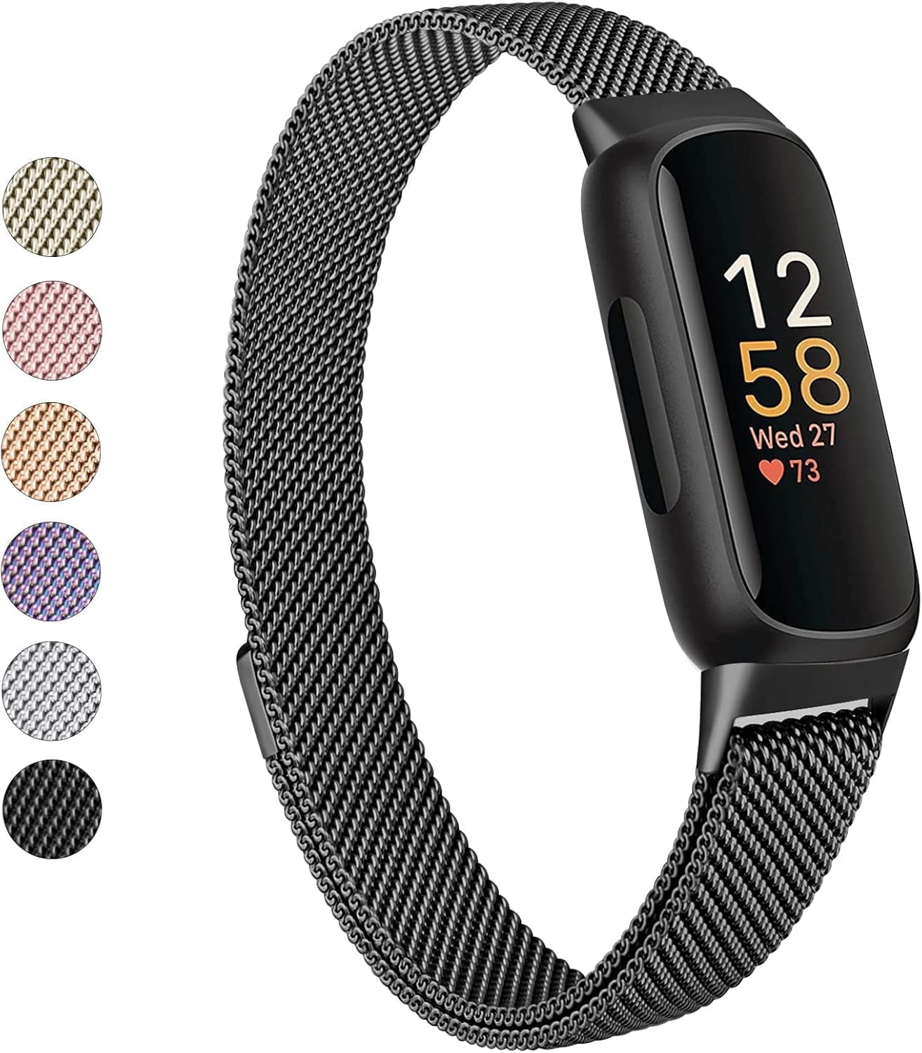 MYKOMI for Fitbit Inspire 3 Bands Women Men, Stainless Steel Metal Mesh ...