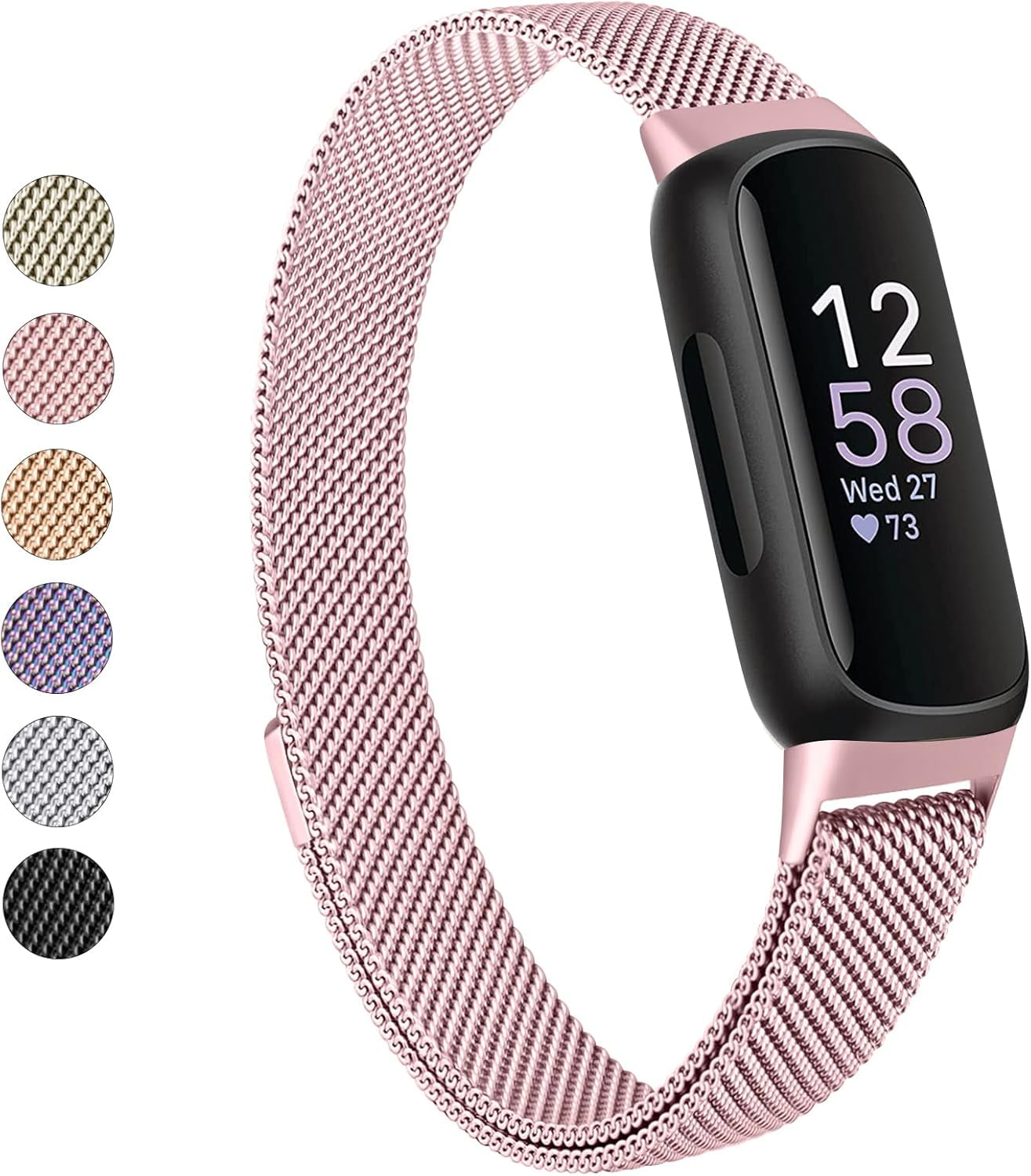 MYKOMI for Fitbit Inspire 3 Bands Women Men, Stainless Steel Metal Mesh ...