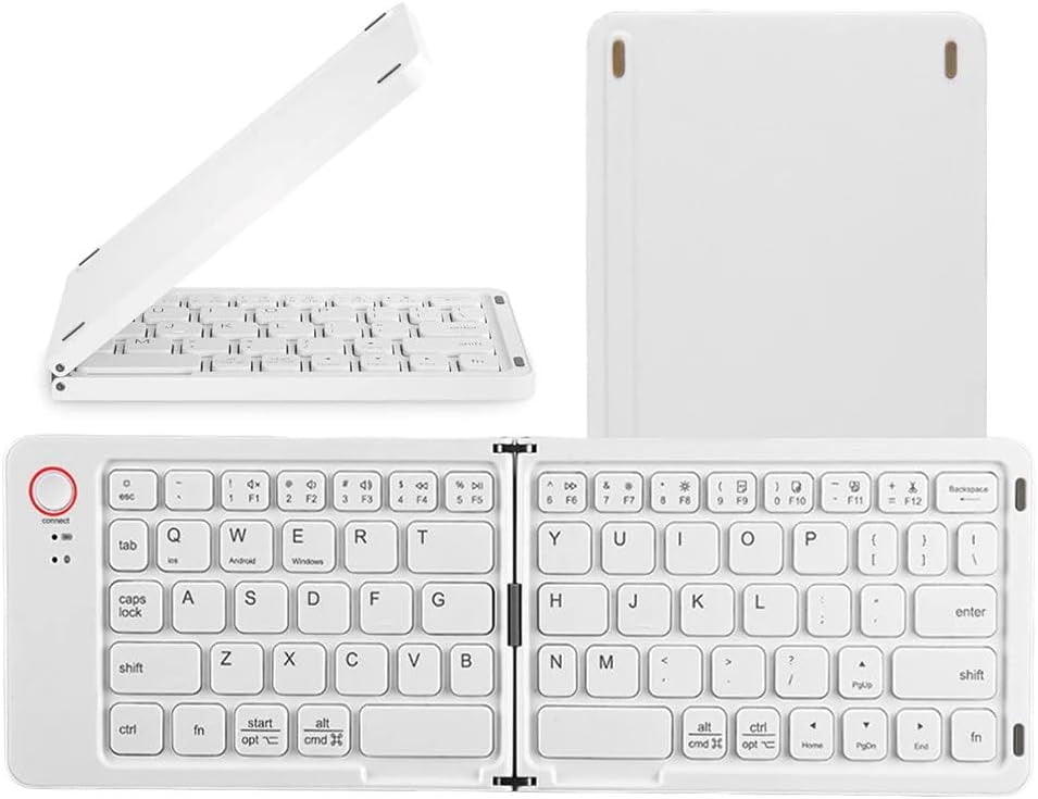 Mykomi Foldable Bluetooth Keyboard With Phone Holder Ultra Slim Wireless Keyboard For Office