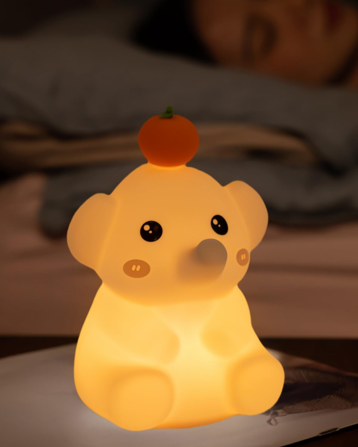 MYKOMI LED Elephant Night Light, Cute Squishy Elephant Lamp, Silicone ...
