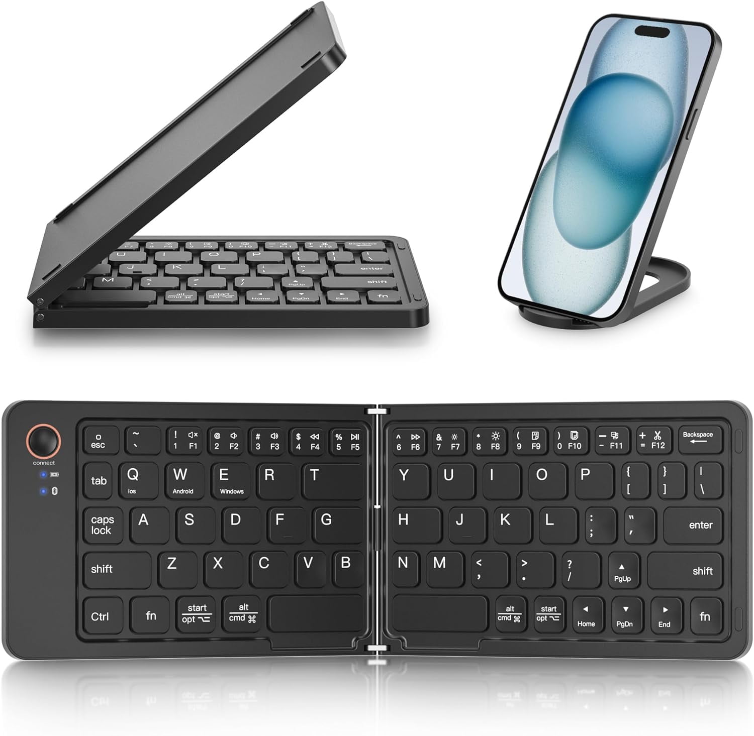 MYKOMI Mini Foldable Bluetooth Keyboard - Portable Wireless Full Size ...