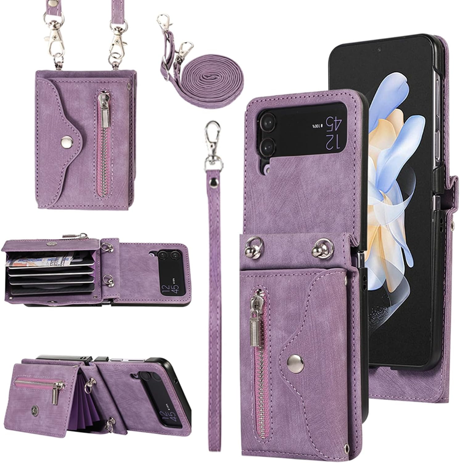 MYKOMI Phone Case for Samsung Galaxy Z Flip 4 5G 2022 Wallet Cover with ...