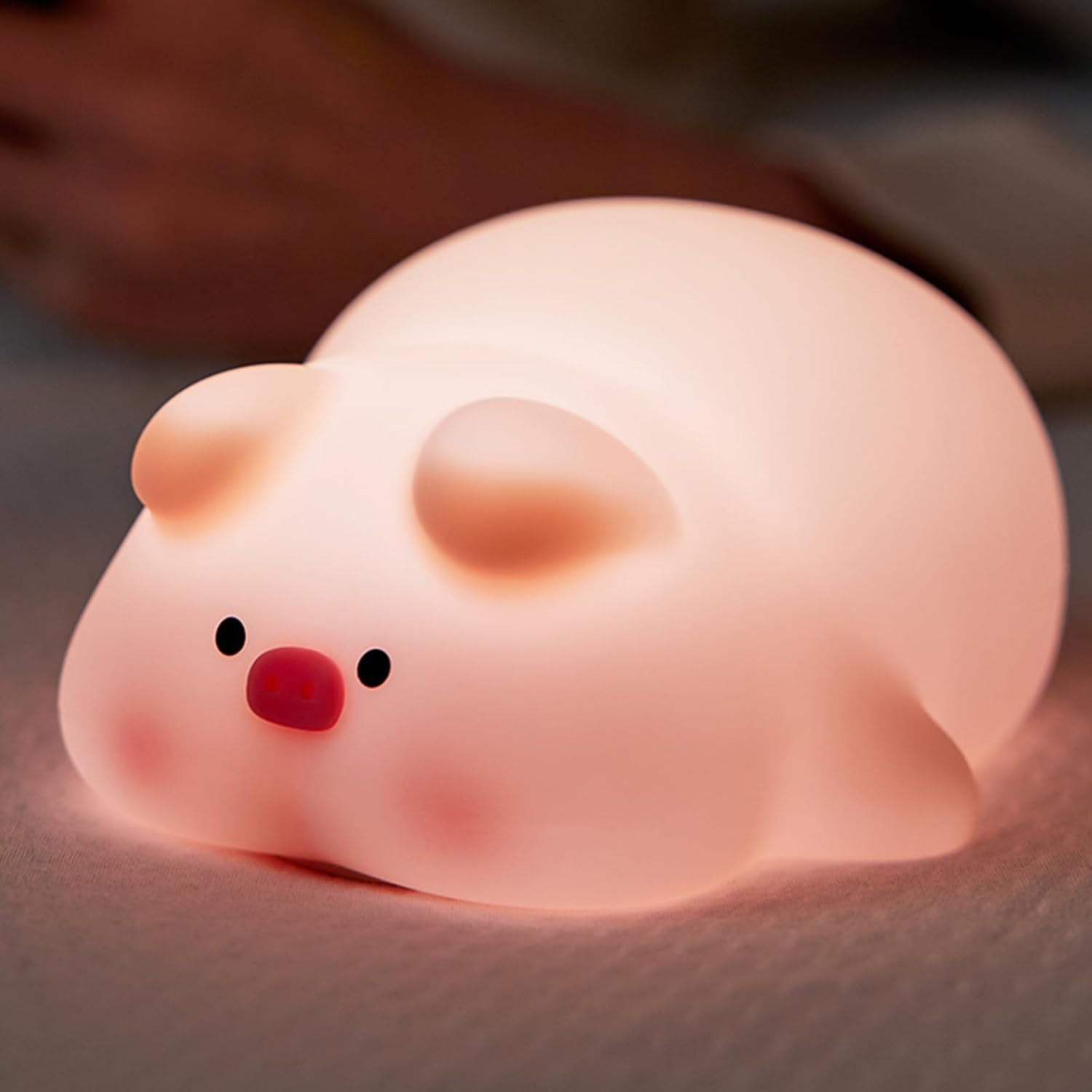 MYKOMI Pink Pig Night Light for Kids,Silicone Rechargeable Piggy ...