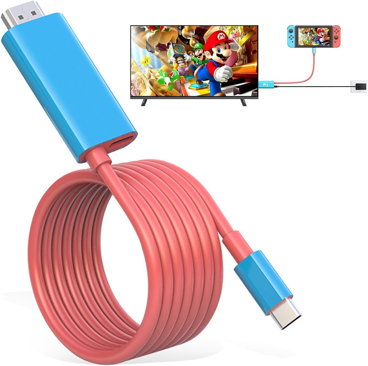 MYKOMI USB C to HDMI Cable Compatible with Nintendo Switch NS/OLED，Portable TV Adapter Connector ...