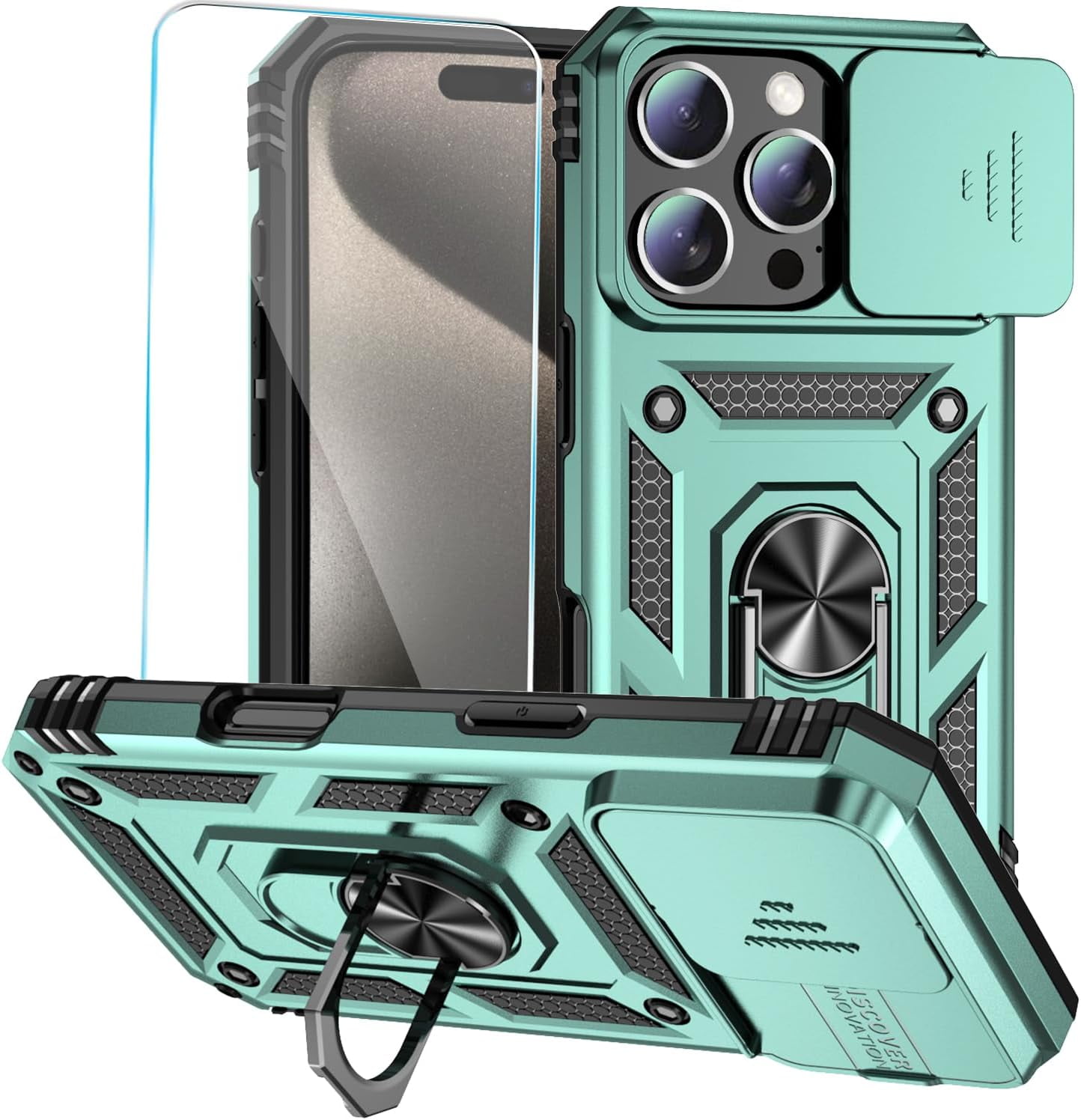 MYKOMI for iPhone 16 Pro Max Case with HD Screen Protector & Slide ...