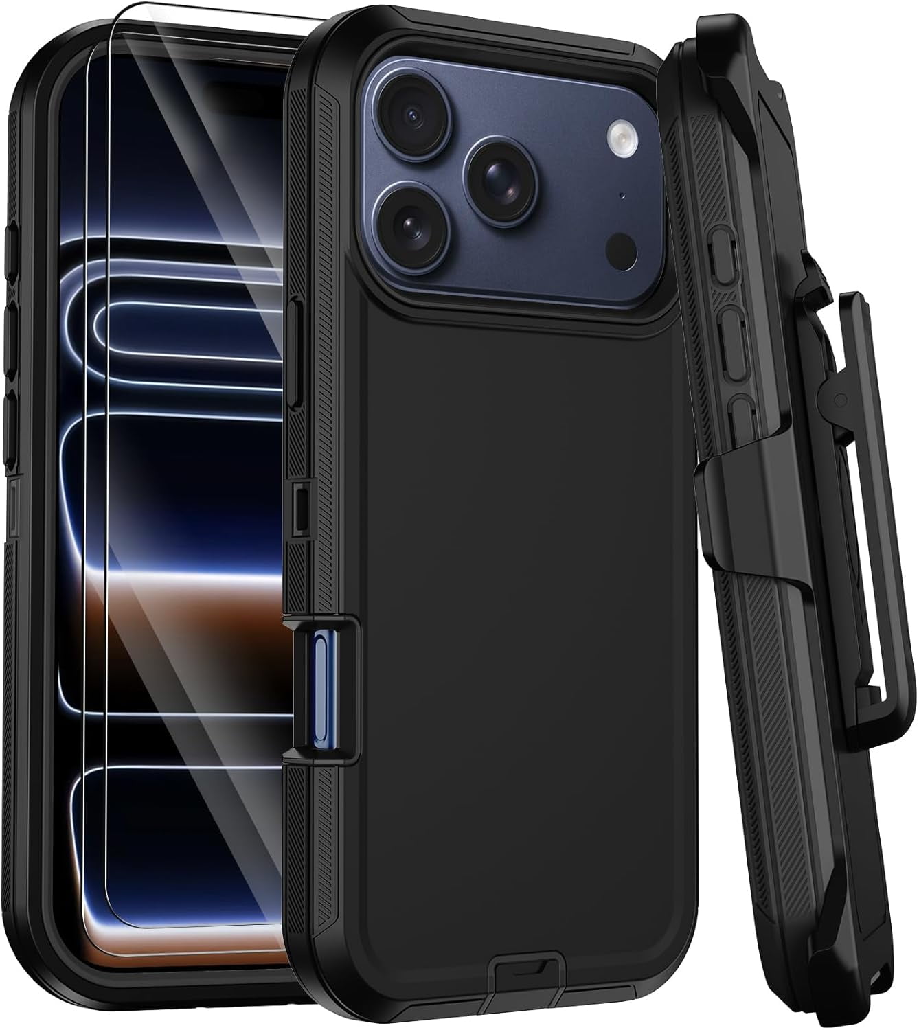 MYKOMI for iPhone 17 Pro Case with Belt Clip Holster,Heavy Duty Rugged ...