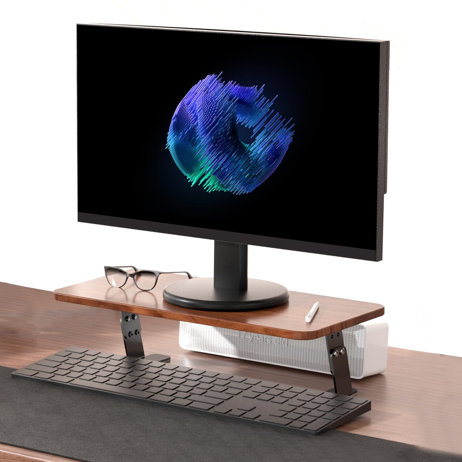 MYLOLF Desk Wood Adjustable Monitor Stand: Office Stylish Monitor Riser ...