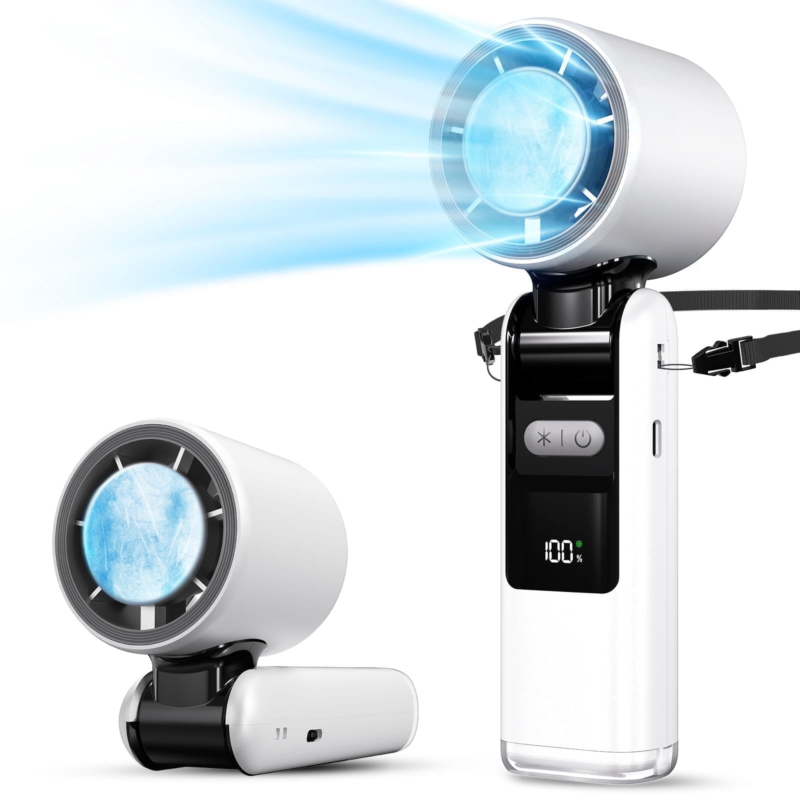 Portable Handheld Fan with Ice Cooler and Flashlight, Chill to 60℉ In ...