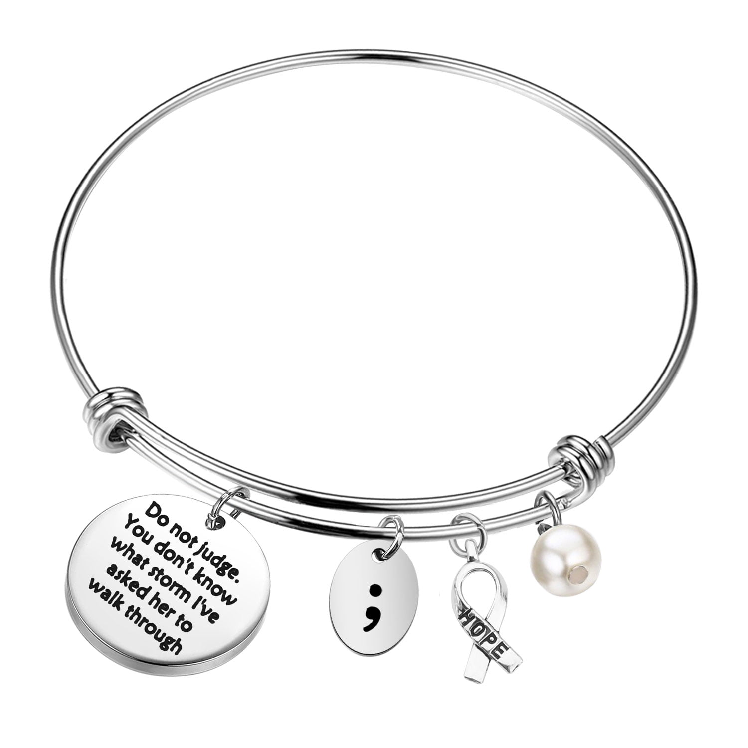 MYOSPARK Semicolon Inspirational Gift Mental Health Awareness Bracelet ...