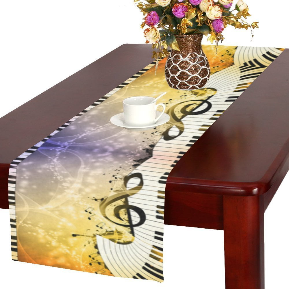 MYPOP Abstract Music Note Piano Long Table Runner 16x72 incheses, Music ...