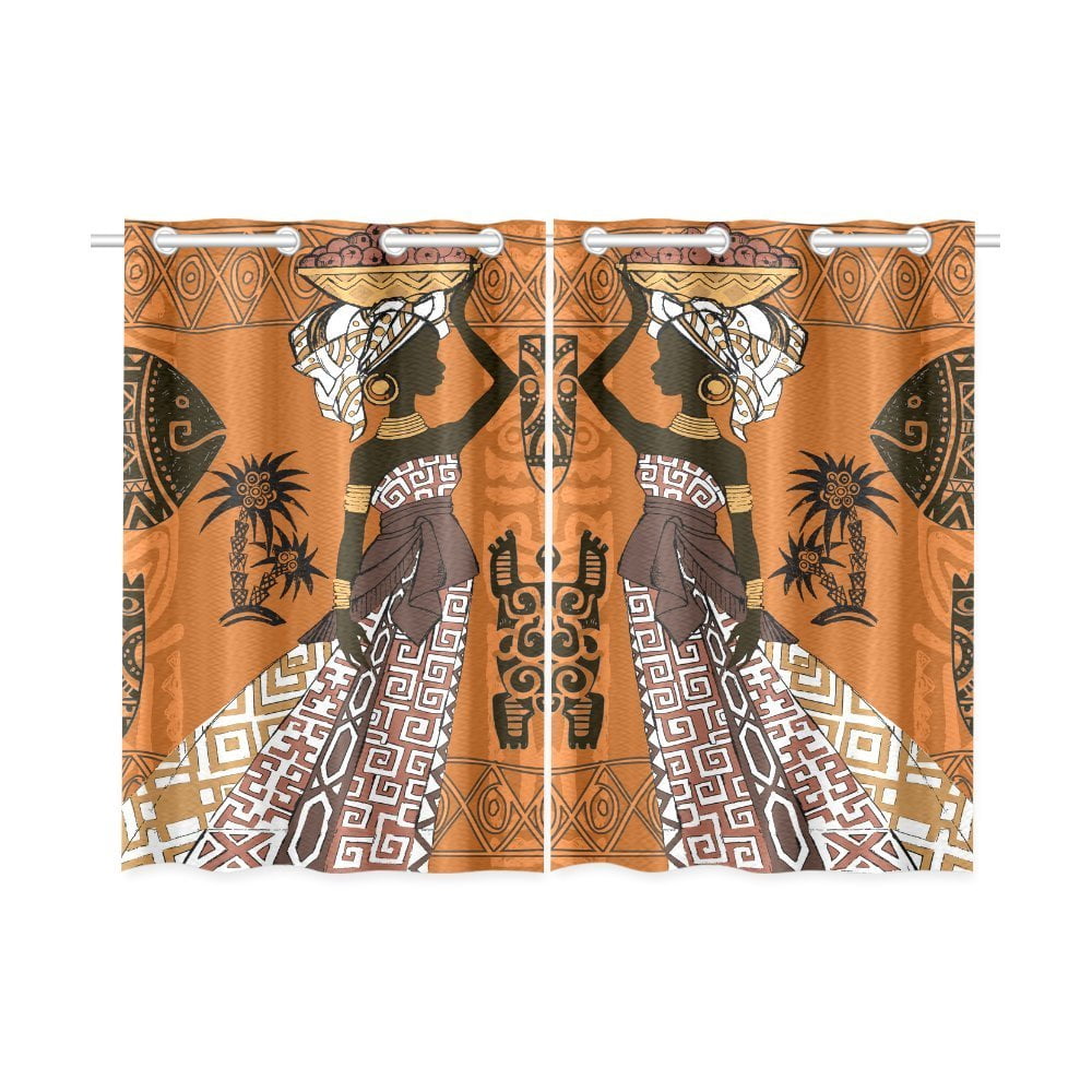 MYPOP African Woman Window Curtain Kitchen Curtain 26x39 inches (Two ...