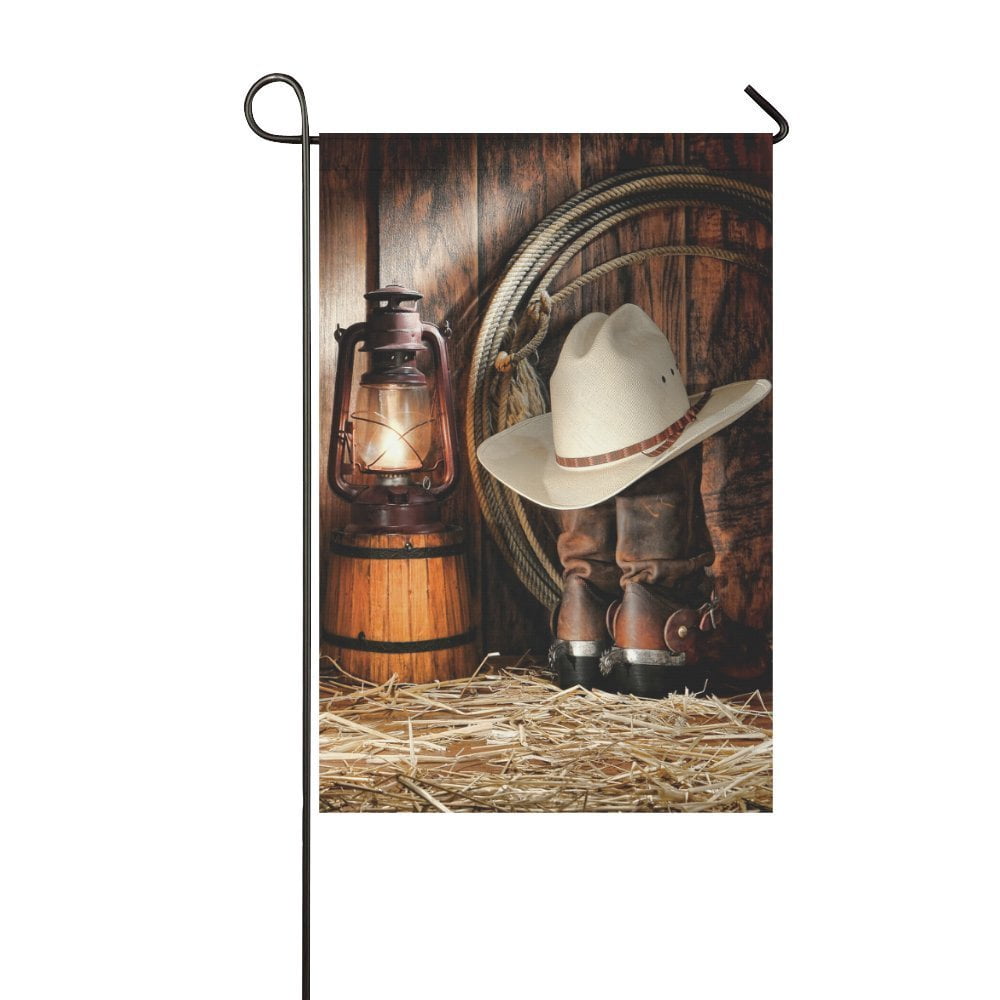 MYPOP American Western Cowboy Long House Garden Flag Banner 12 x 18 ...