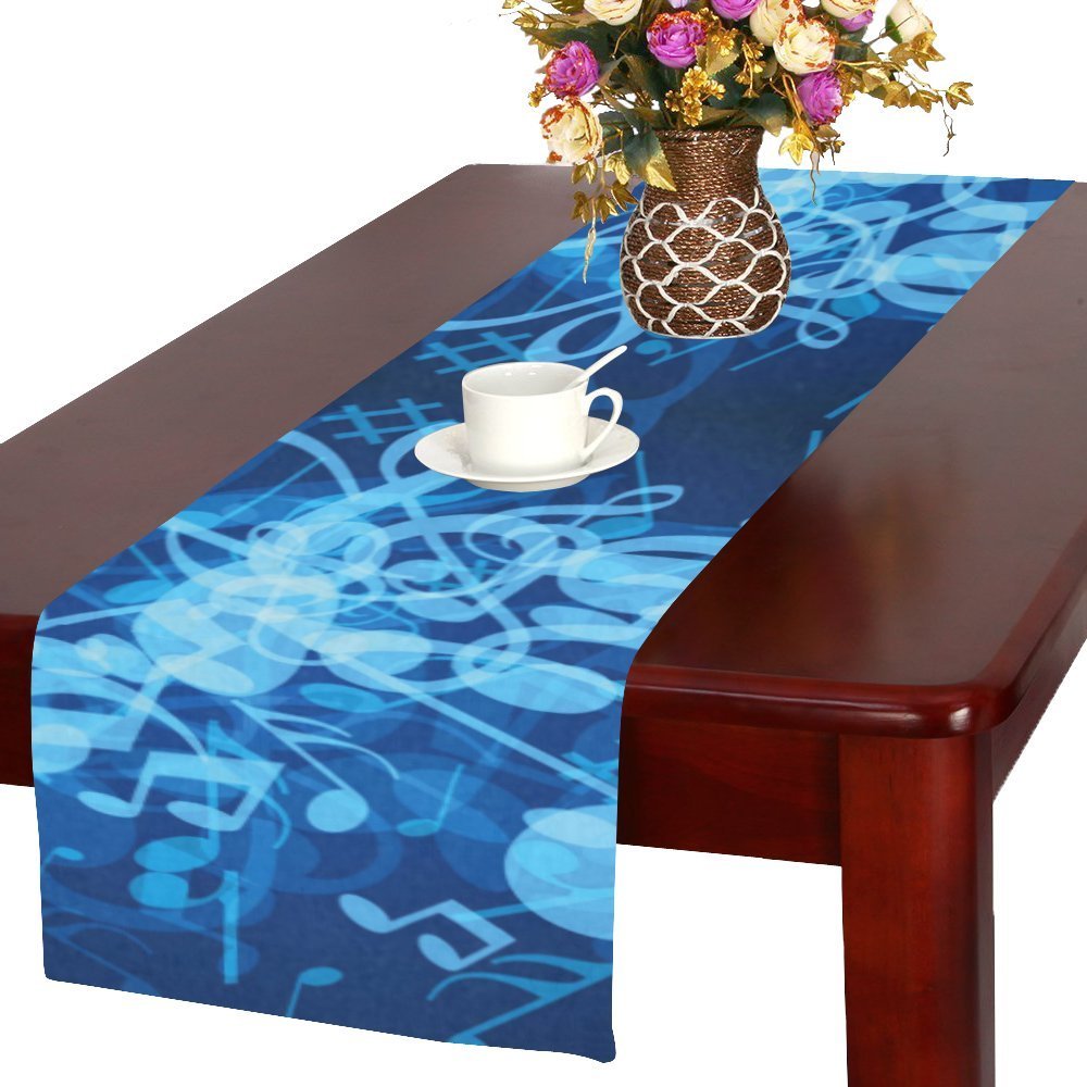 MYPOP Blue Music Note Table Runner 16x72 inch For Dinner Parties Events ...