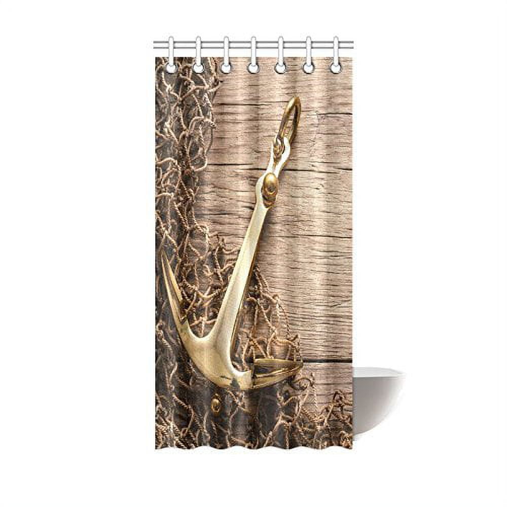MYPOP Brownish Rustic Decor With Gold Nautical Anchor And Fishing Net ...