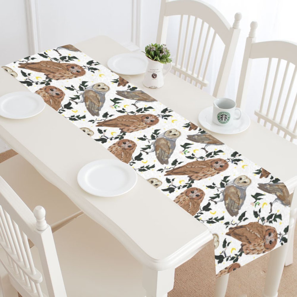 MYPOP Cute Owl Pattern Table Runner Home Decor 16x72 Inch,Abstract Owl ...