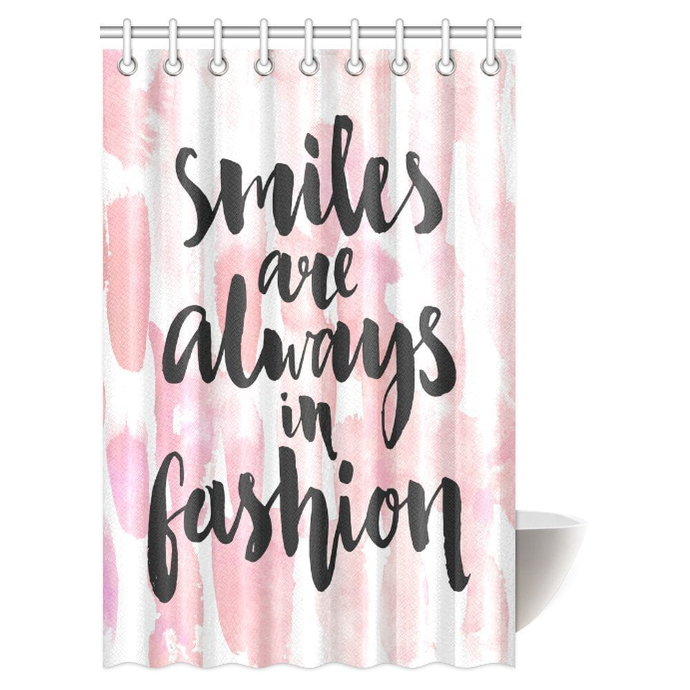 MYPOP Inspirational Quote Shower Curtain, Smiles are Always in Fashion ...