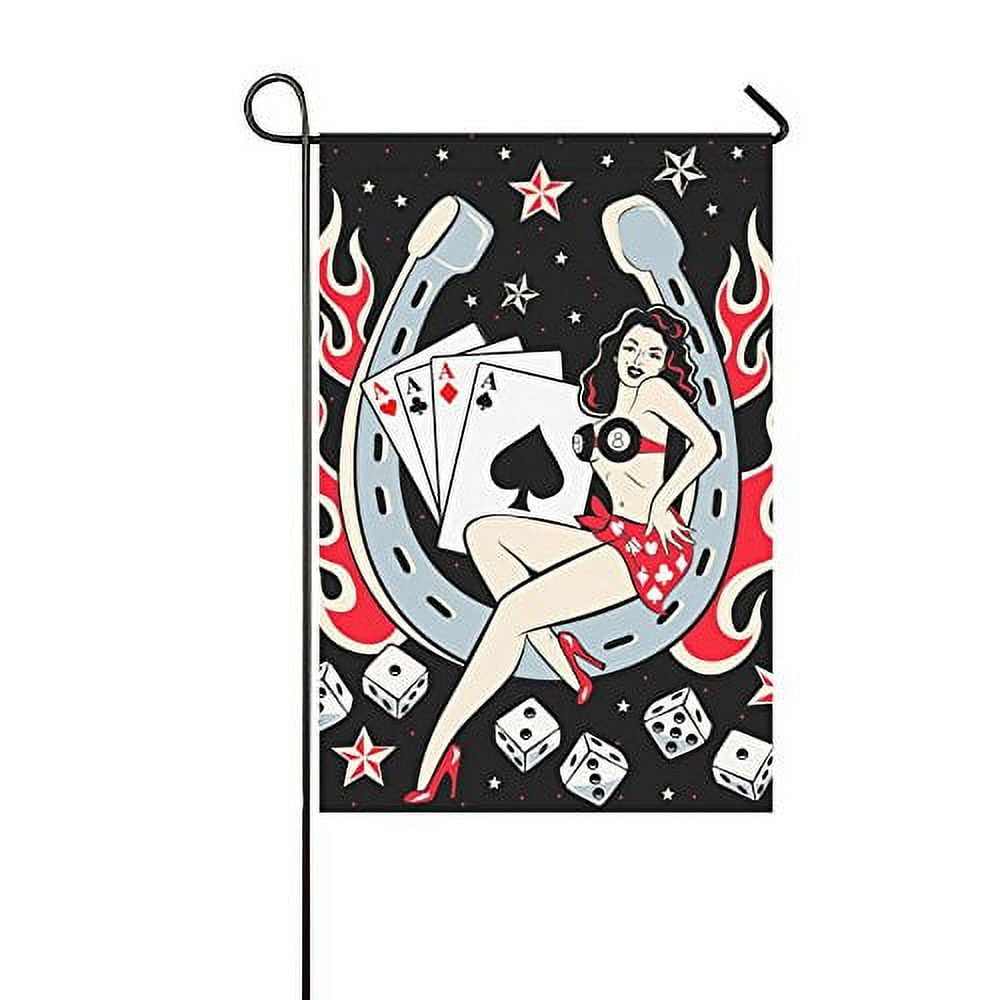 MYPOP Lady Luck Pinup Lady Yard Garden Flag 12 x 18 Inches - Walmart.com