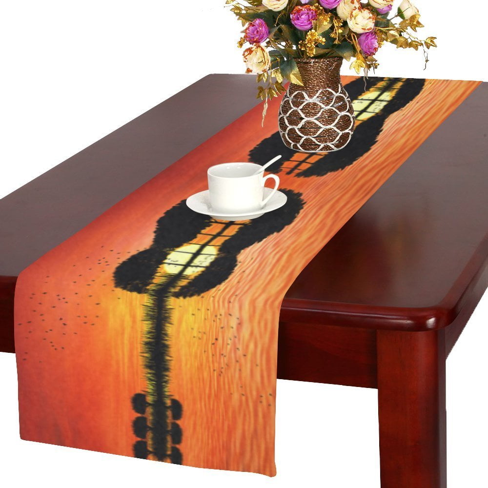 MYPOP Music Note Guitar Long Table Runner 16x72 incheses, Tree Sun ...