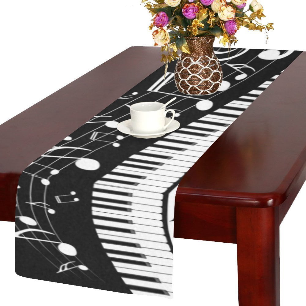 MYPOP Piano Keys With Musical Notes Table Runner 14x72 inch For Dinner ...