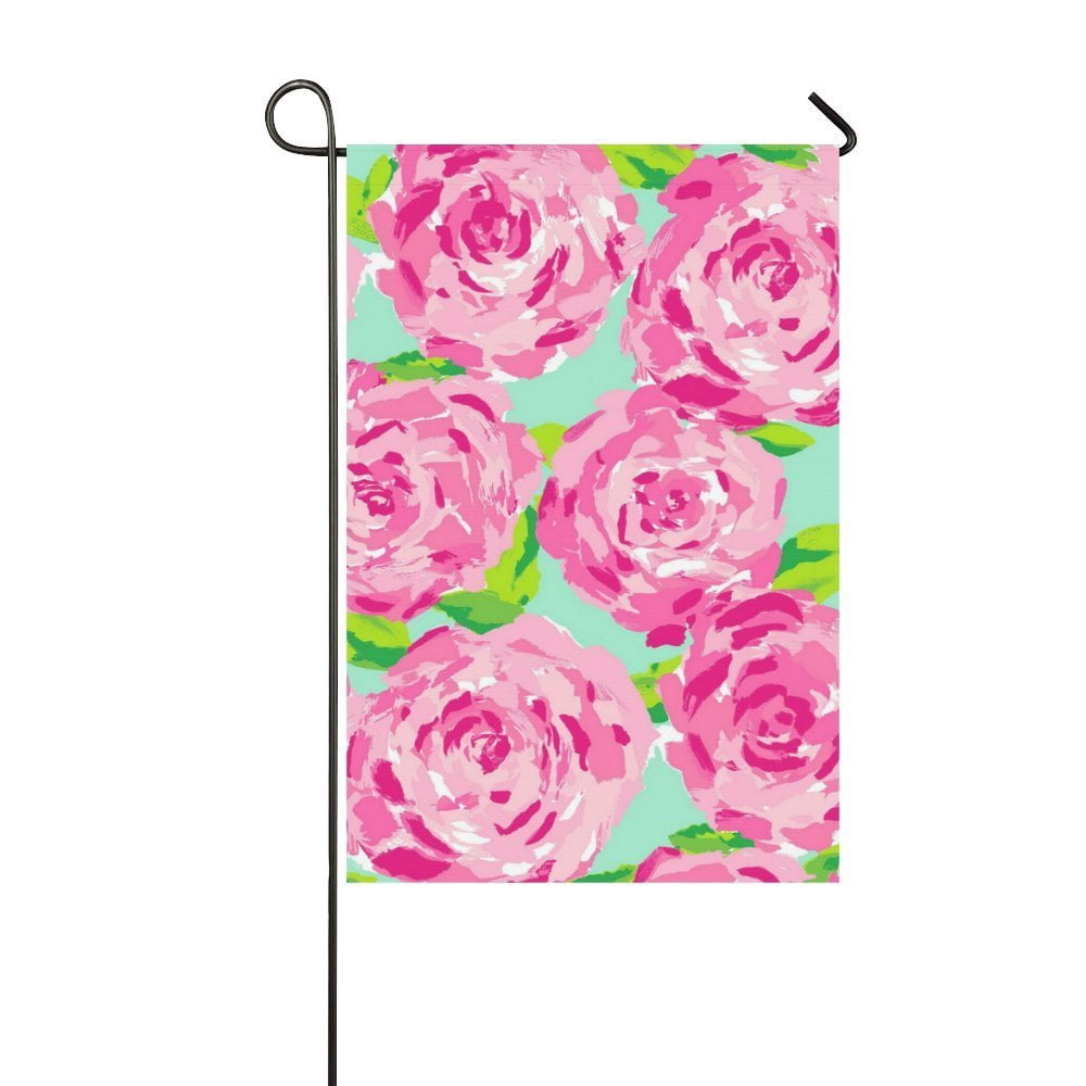 MYPOP Red Rose Floral Pattern Garden Flag 12x18 inches Outdoor ...