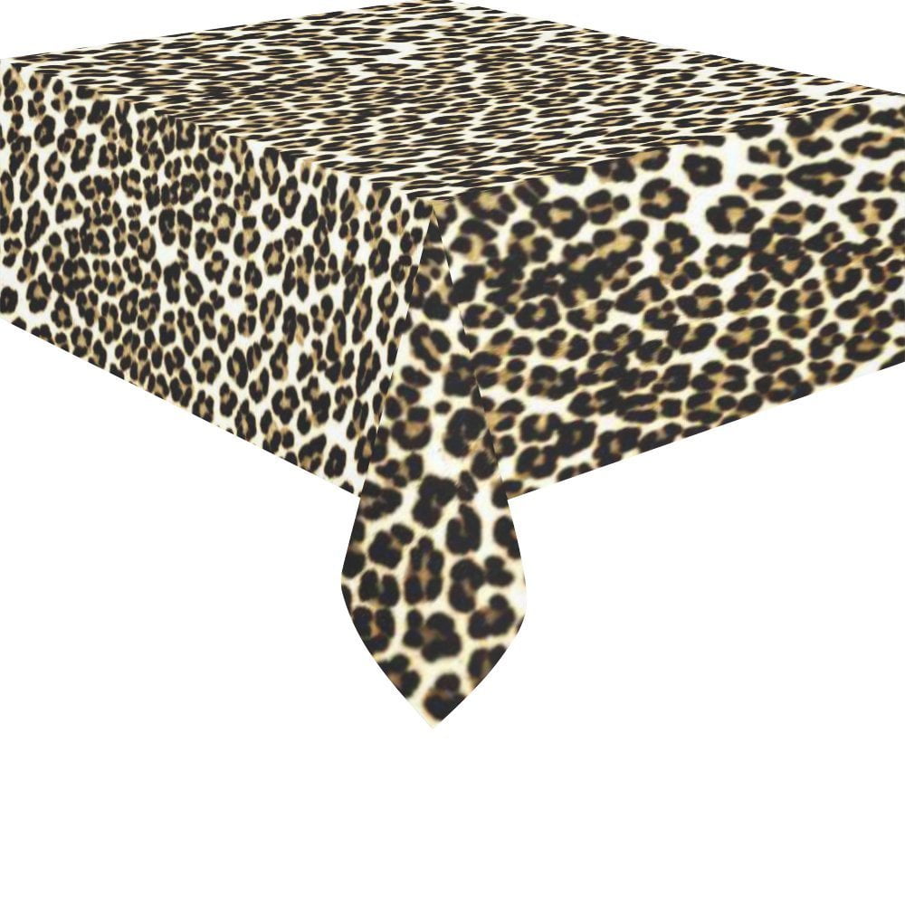 MYPOP Seamless Leopard Print Tablecloth 52x70 Inches, White Animal Fur ...