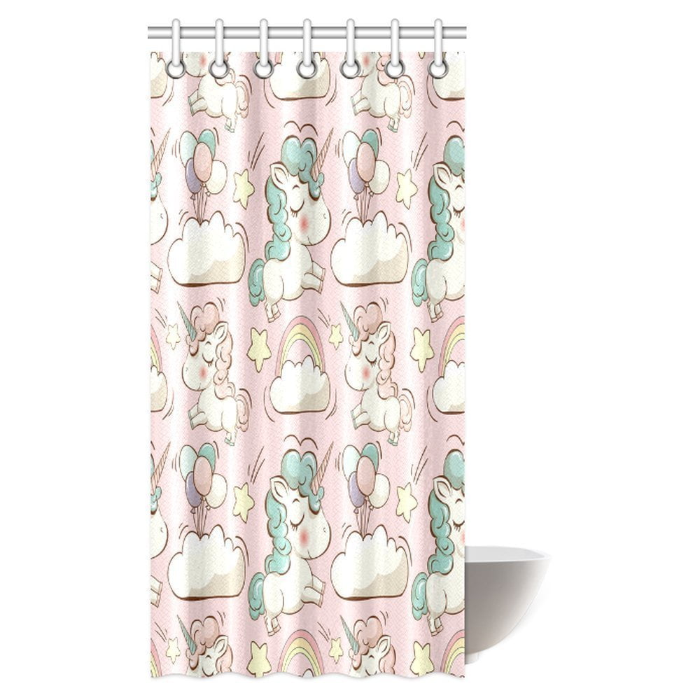 MYPOP Unicorn Home and Kids Decor Shower Curtain, Magic Unicorn Forms ...