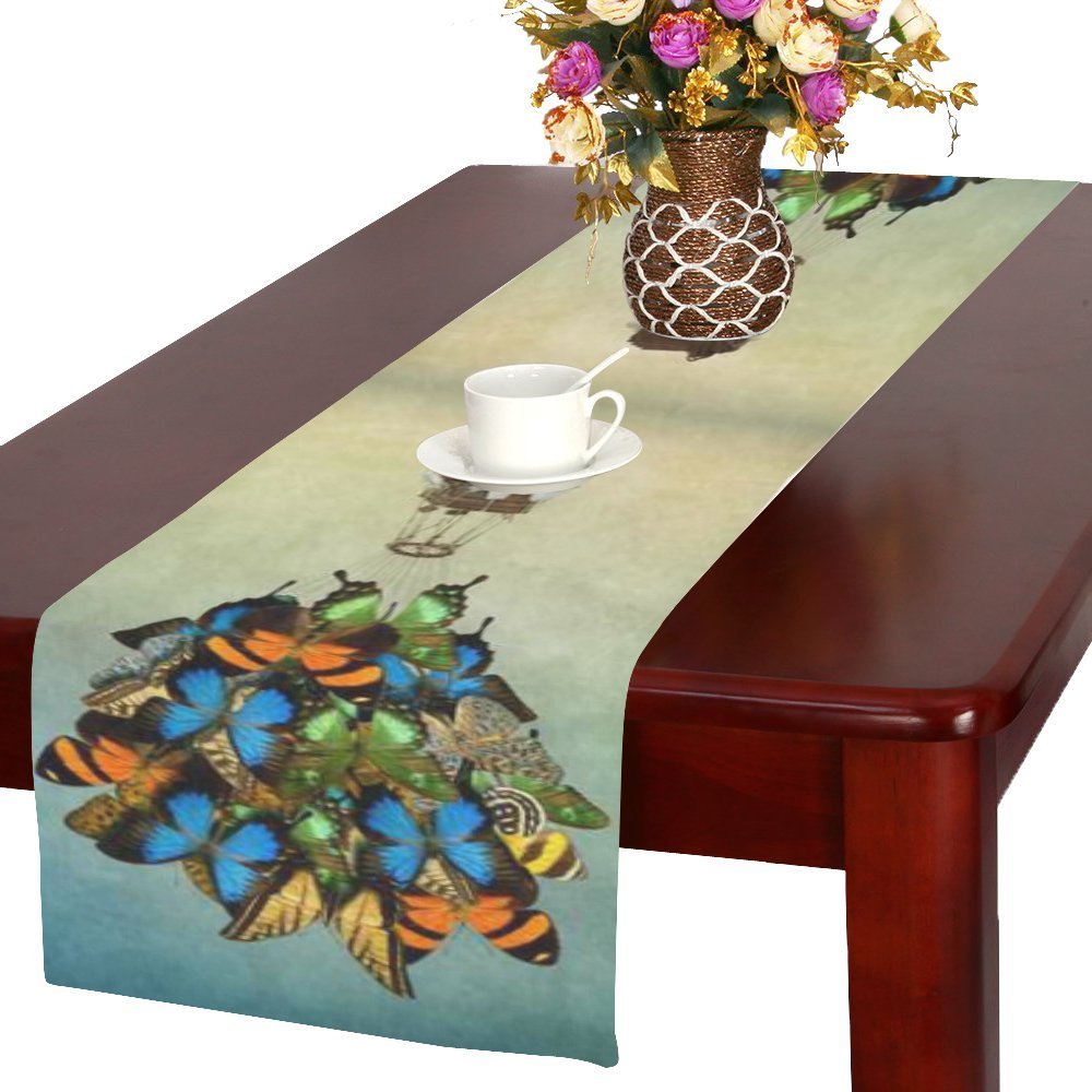 MYPOP Vintage Butterflies Hot Air Balloon Table Runner Placemat 16x72 ...