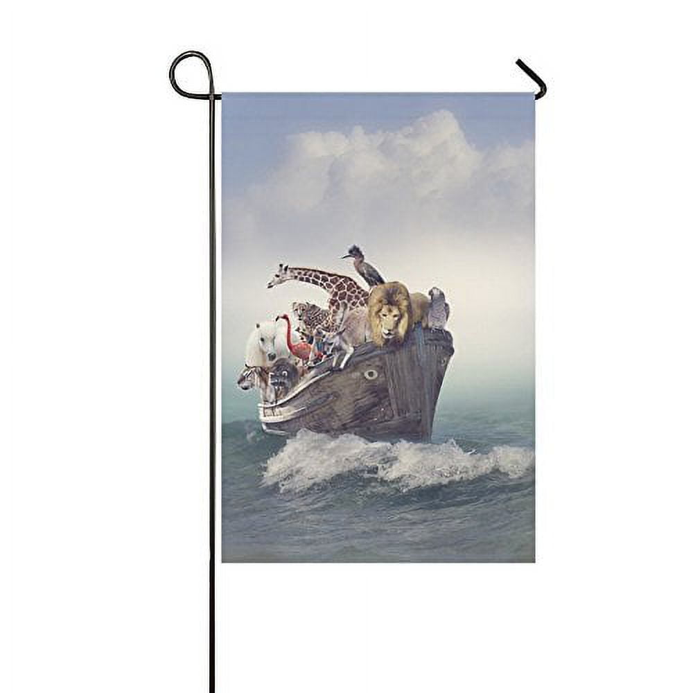 MYPOP Wild Animals and Birds in an Old Boat Yard Garden Flag 28 x 40 ...