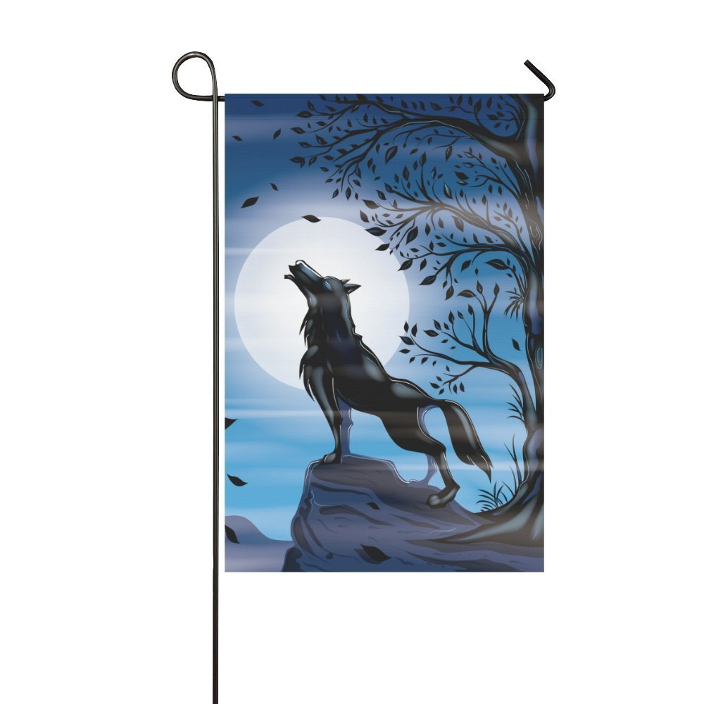 MYPOP Wolf Howling on the Full Moon Night Garden Flag 28x40 inches ...