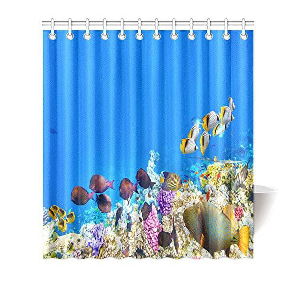 MYPOP Wonderful Ocean Shower Curtain, Beautiful Underwater World with ...