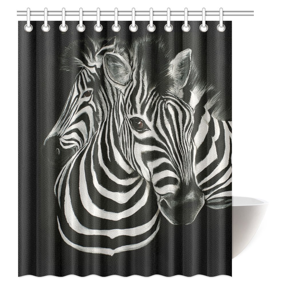 MYPOP Zebra Print Decor Shower Curtain, Cute Zebras Skins Background ...