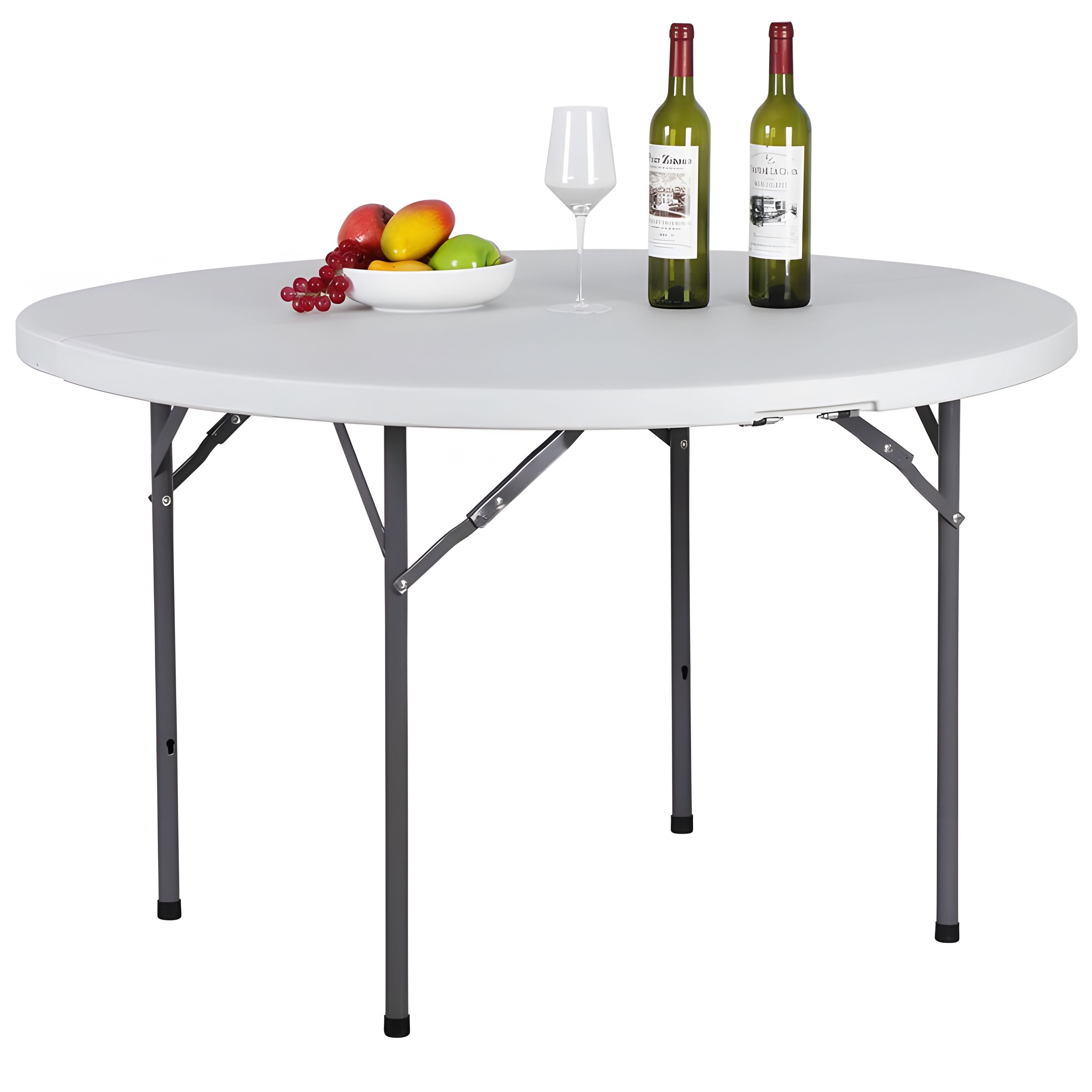 MYPOWR 48" Round Folding Table, 4ft Plastic Portable Table for Picnic ...