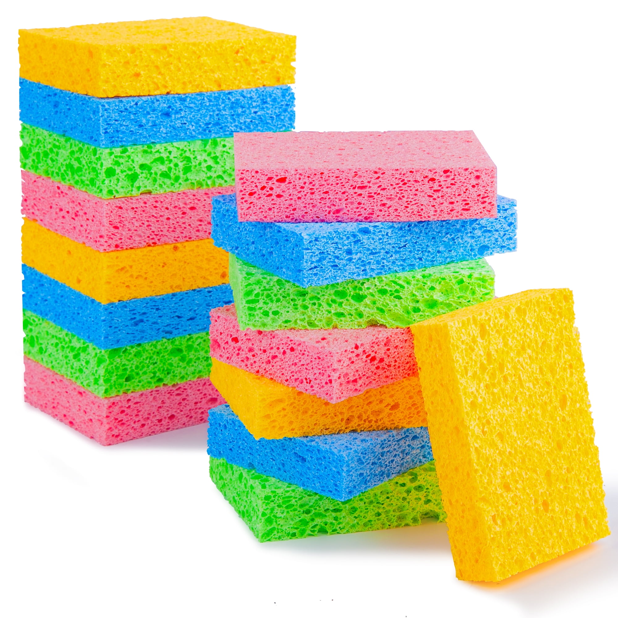 MYSPRI 16 Pack Non-Scratch Kitchen Sponges for Dishwashing, Compressed ...
