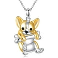 MYSTICPOEM Dog Necklace Sterling Silver Puppy Pendant Cute Animal ...
